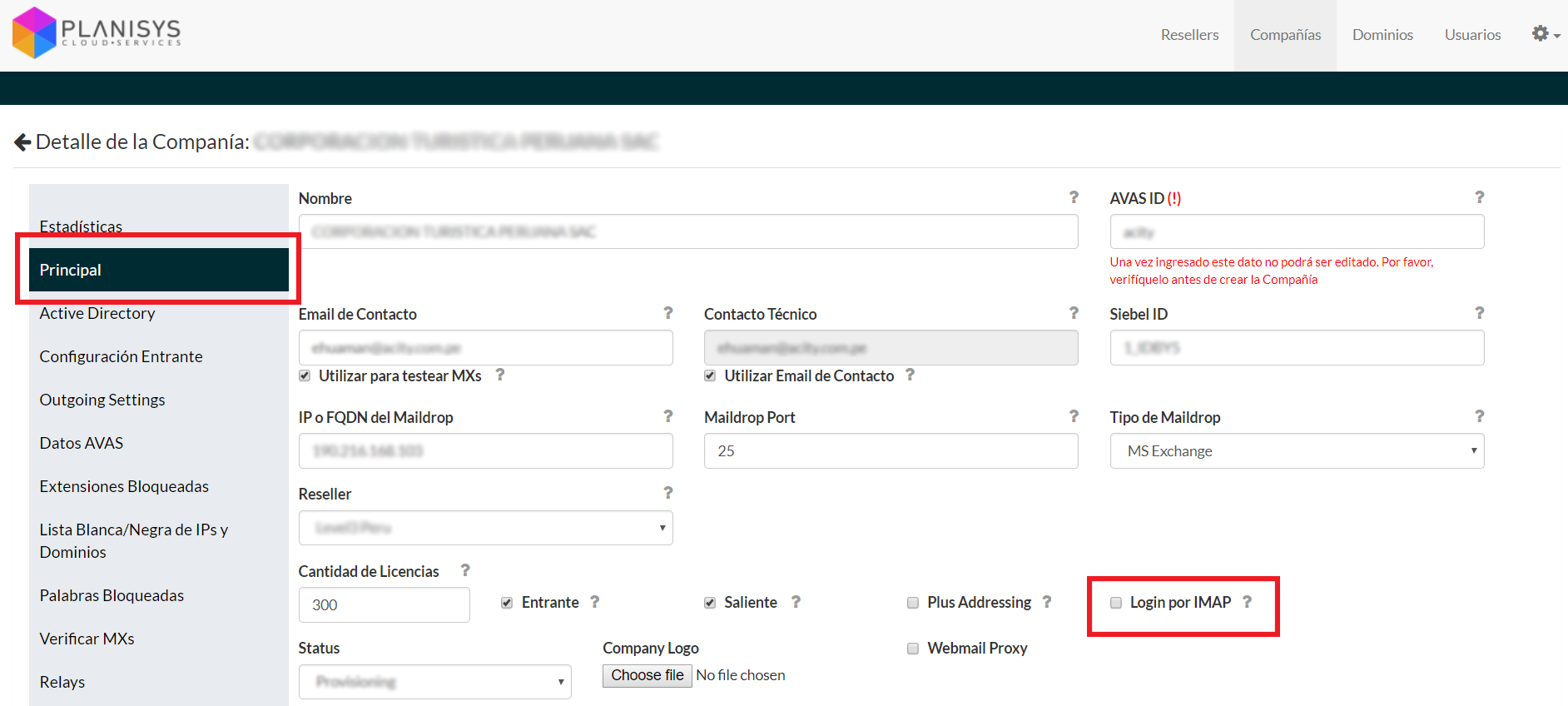 [PT] – Login AVAS por IMAP – Soporte Planisys