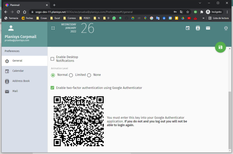 Activar Google Authenticator – Soporte Planisys
